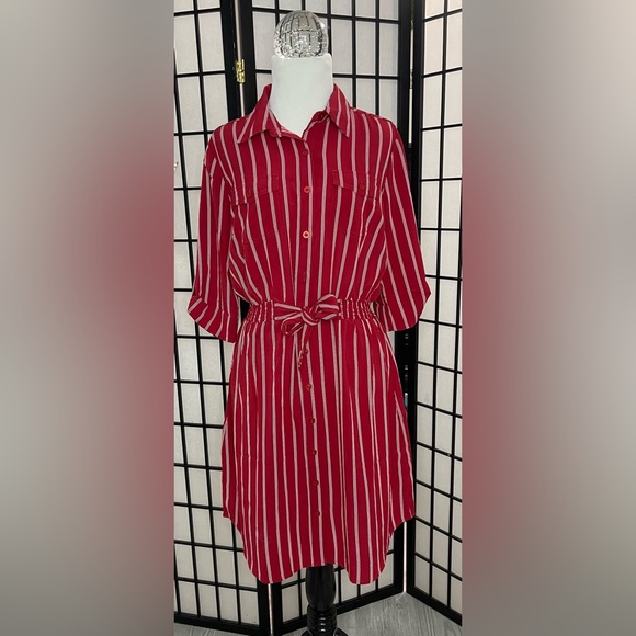 Dresses | Red Boyfriend Shirt Dress | Poshmark